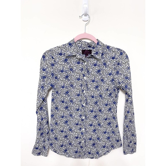 J. Crew Factory | Tops | Jcrew Liberty Print Blue Floral Collared ...